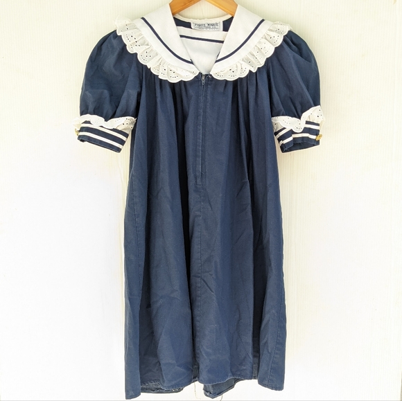 Vintage | Dresses | Vintage Piquenique Girls Blue Nautical Sailor Dress ...